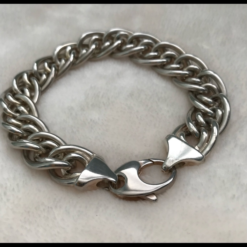 Chunky Sterling Silver Bracelet - Gem